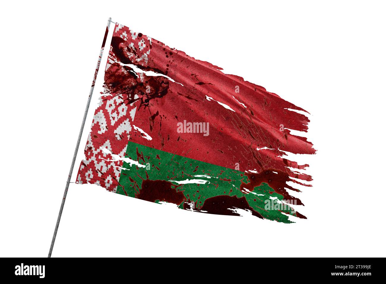 Belarus torn flag on transparent background with blood stains Stock ...