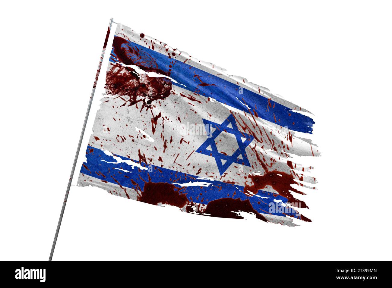 Israel torn flag on transparent background with blood stains Stock ...