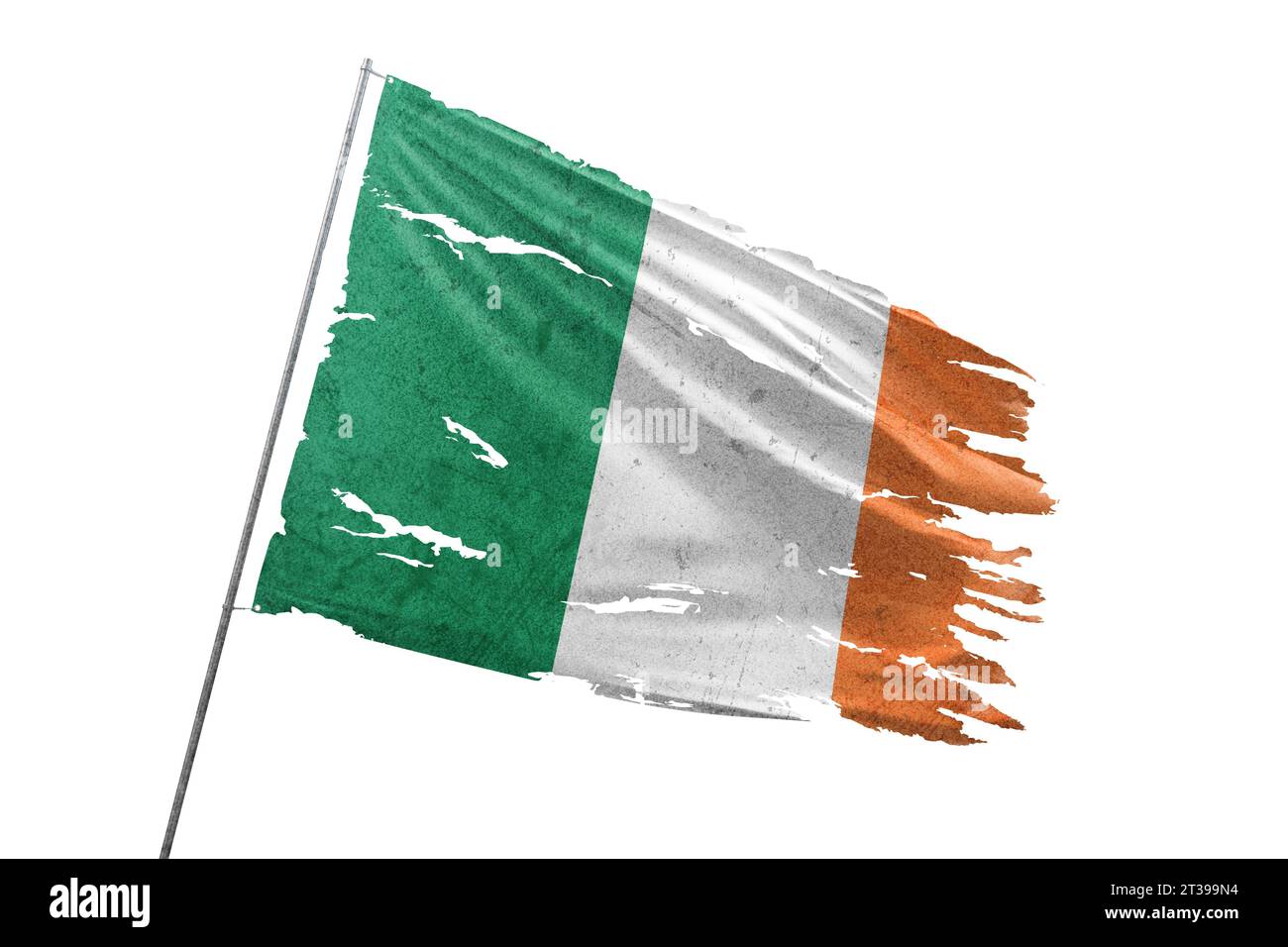 Ireland torn flag on transparent background with blood stains Stock ...