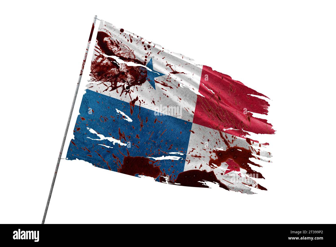 Panama torn flag on transparent background with blood stains Stock ...