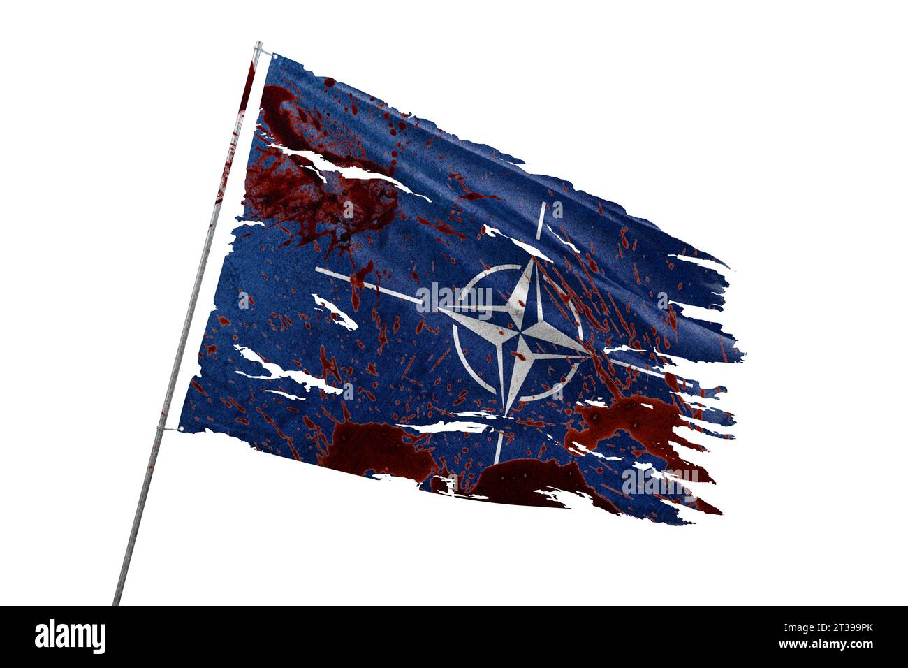 Nato torn flag on transparent background with blood stains Stock Photo ...