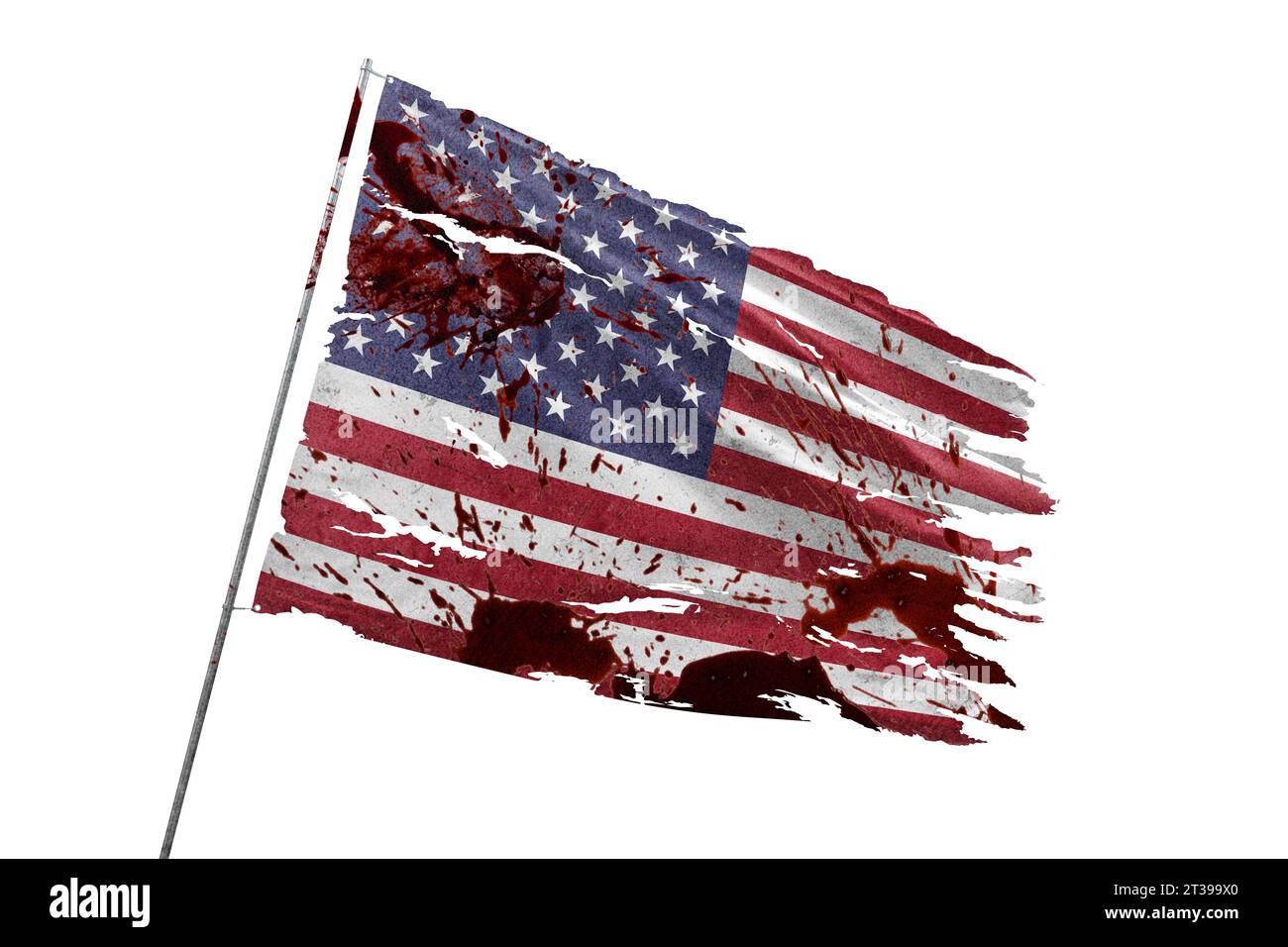 USA torn flag on transparent background with blood stains Stock Photo ...