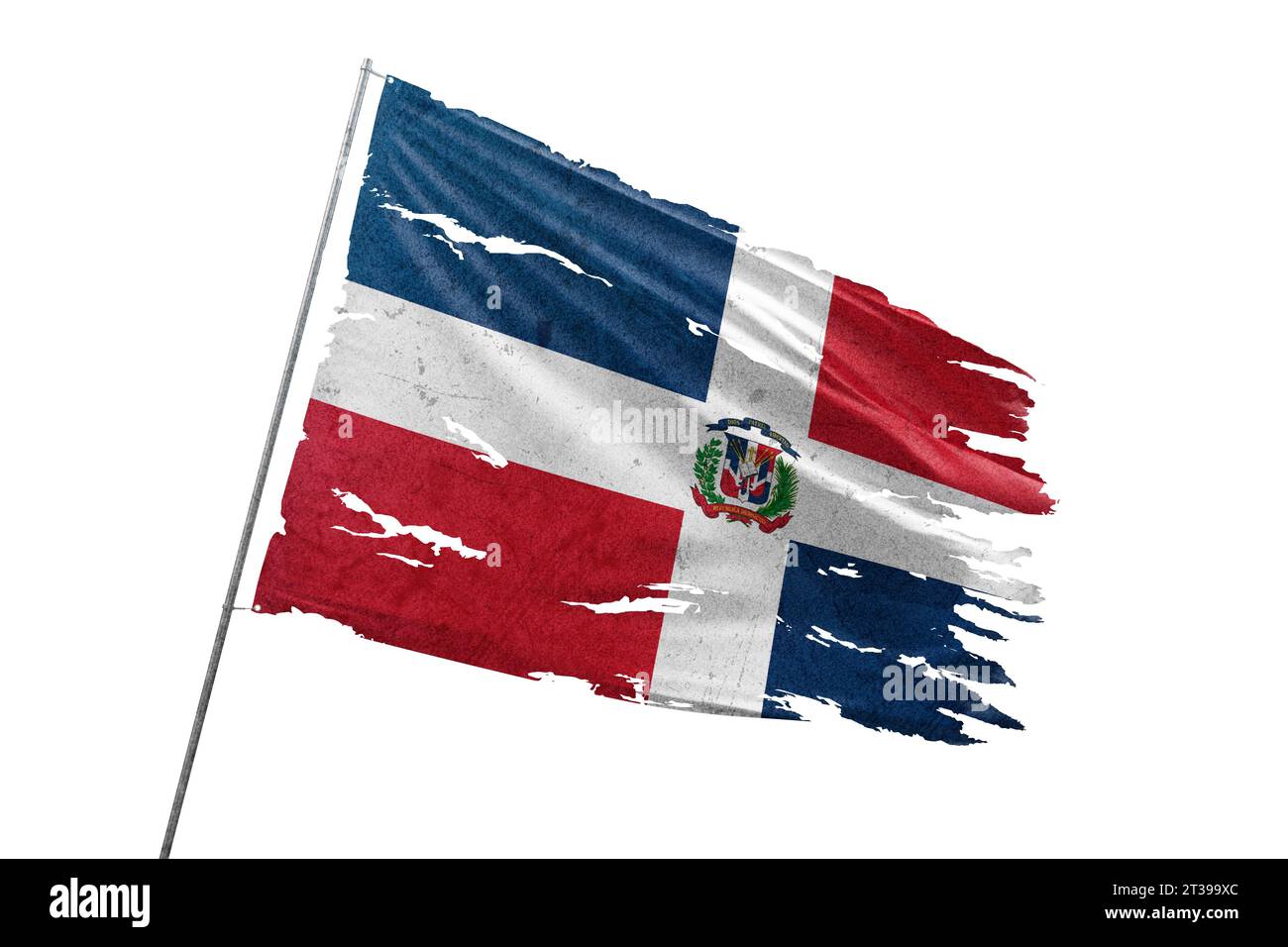 Dominican Republic torn flag on transparent background Stock Photo - Alamy