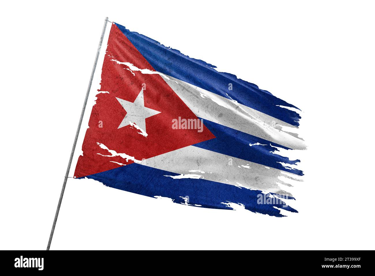 Cuba torn flag on transparent background Stock Photo - Alamy