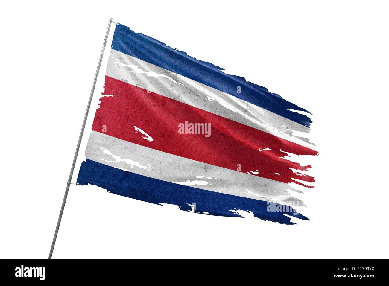 Costa Rica torn flag on transparent background Stock Photo - Alamy