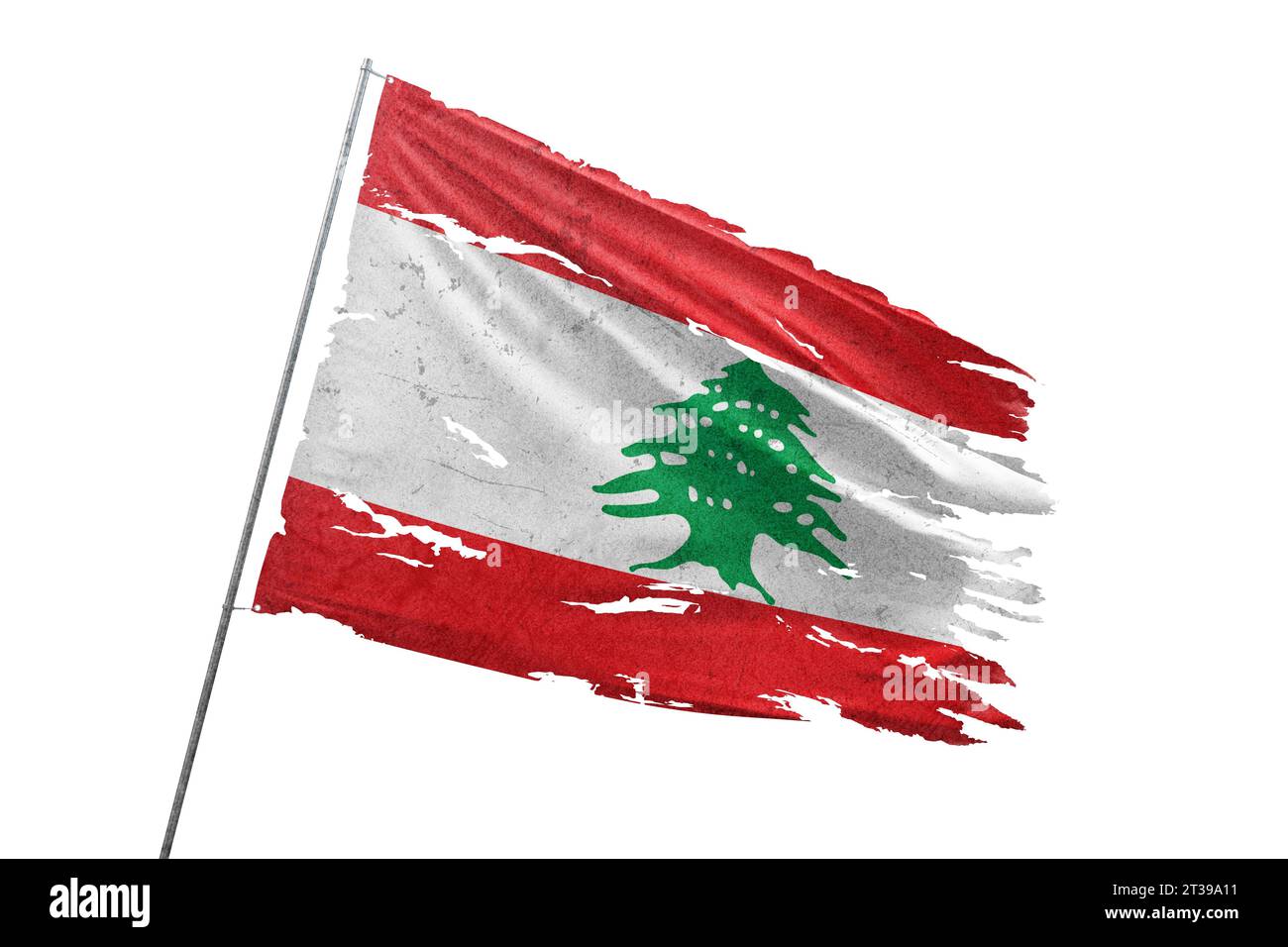 Lebanon torn flag on transparent background Stock Photo - Alamy