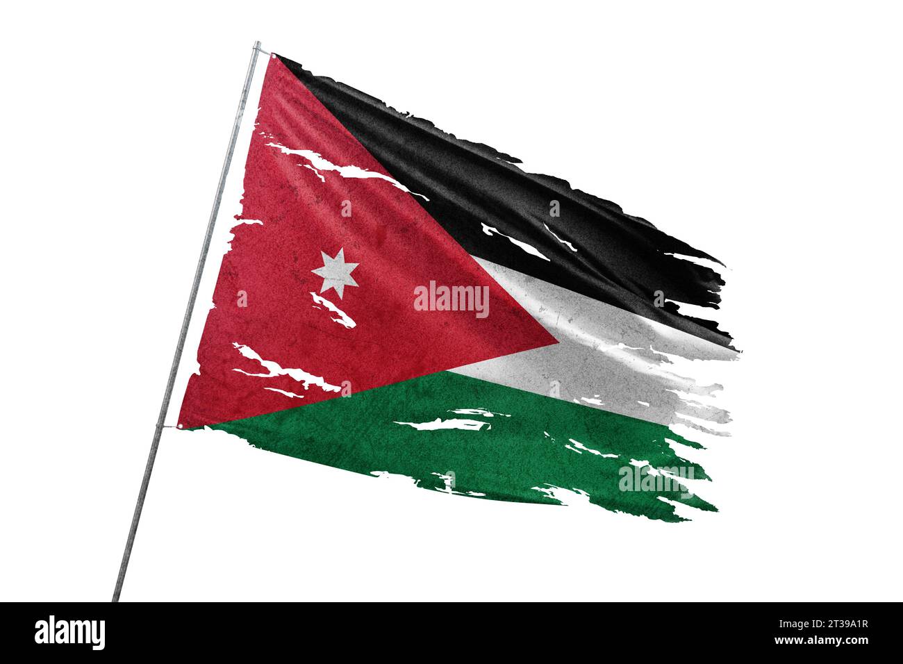 Jordan torn flag on transparent background Stock Photo - Alamy