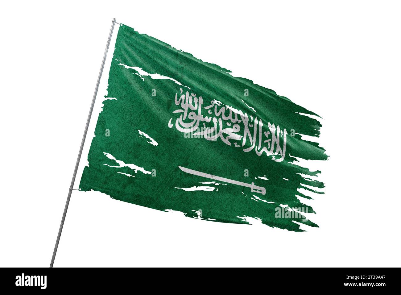 Saudi Arabia torn flag on transparent background Stock Photo - Alamy