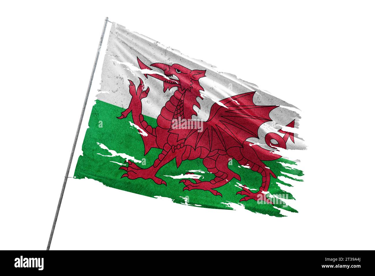 Wales torn flag on transparent background Stock Photo - Alamy