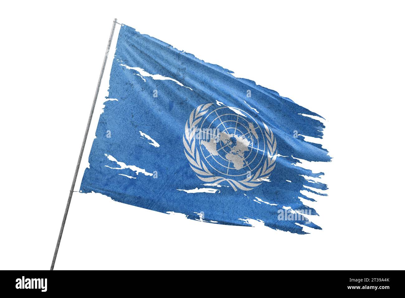 United Nations torn flag on transparent background Stock Photo - Alamy