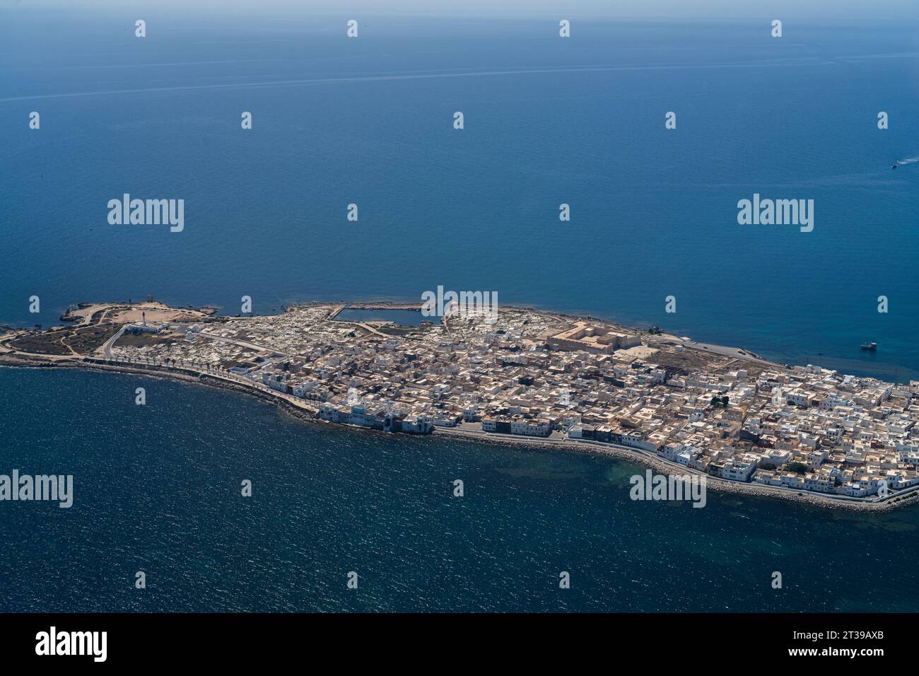 Aerial view of the Moknine sebkha - saline expanse - Monastir ...