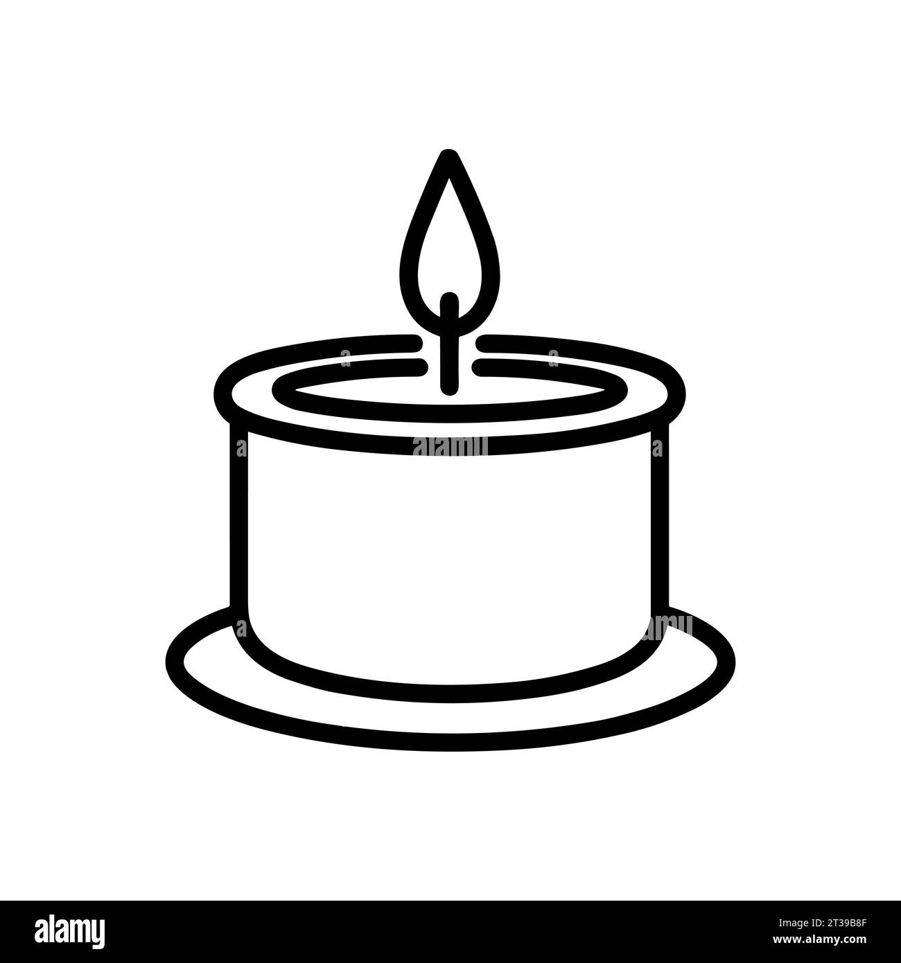 Candle icon in flat design. Black linear candle symbol. Monochrome ...