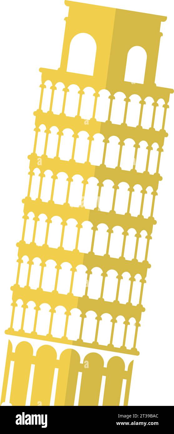 Simple yellow flat drawing of the LEANING TOWER OF PISA, PISA Stock ...