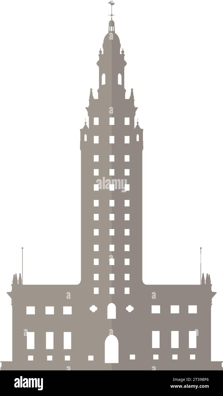 Simple gray flat drawing of the FREEDOM TOWER, MIAMI Stock Vector Image ...