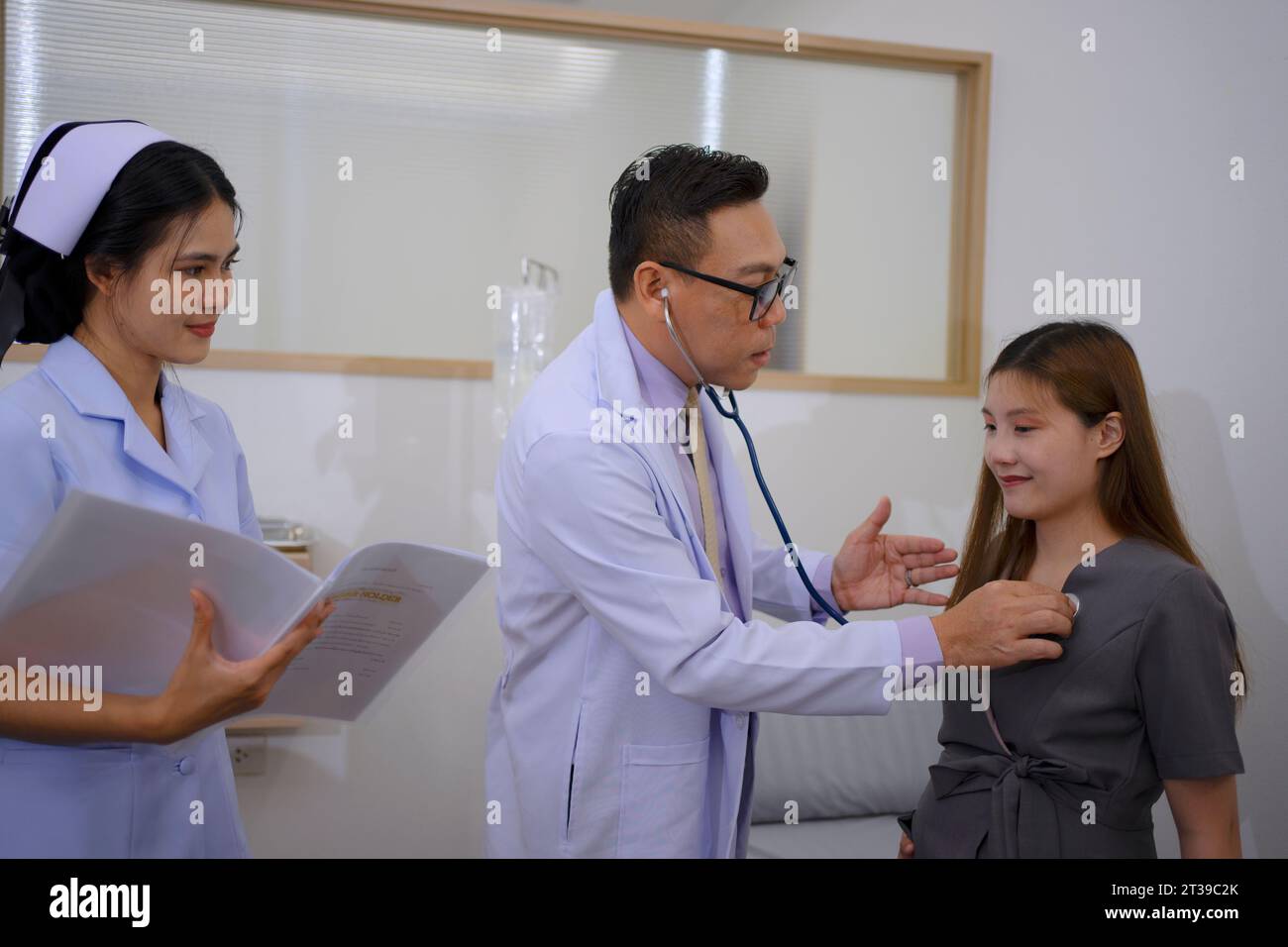 Pregnant woman visit doctor for medical examination. Health care ...