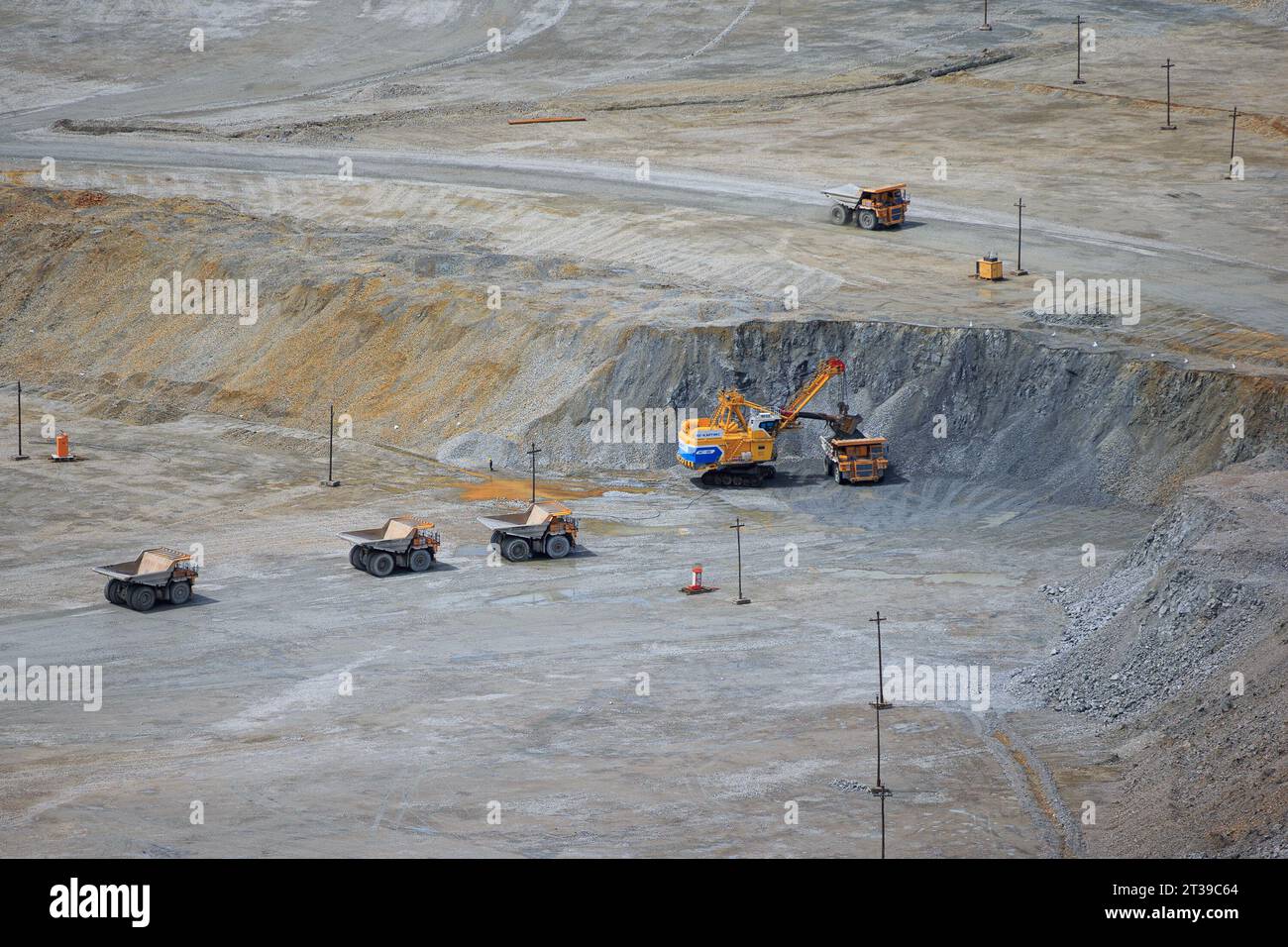 Erdenet, Mongolia. 24th June, 2023. Benches of an open-pit copper mine ...