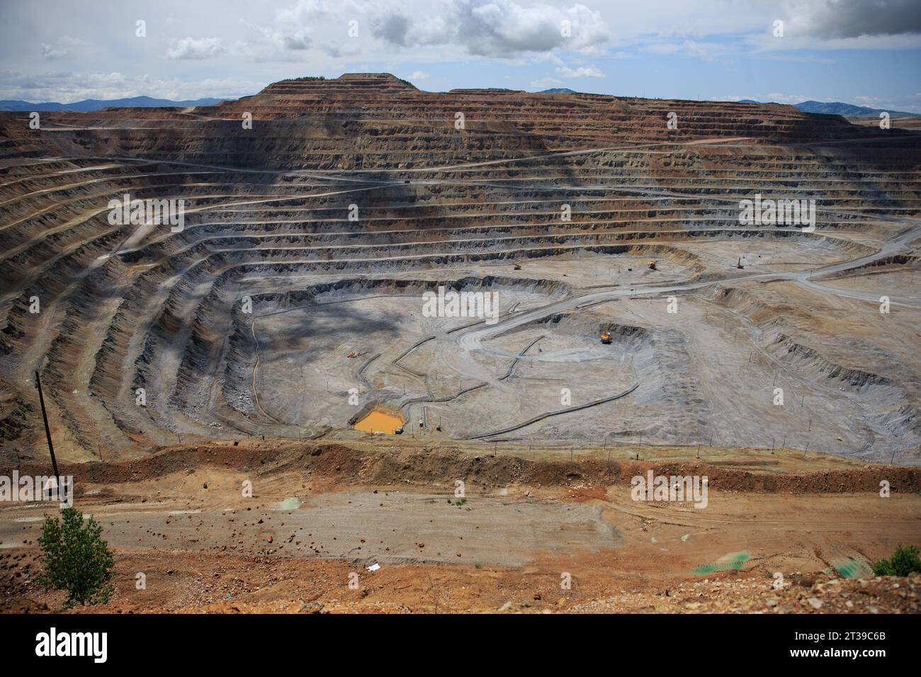 Erdenet, Mongolia. 24th June, 2023. Benches of an open-pit copper mine ...