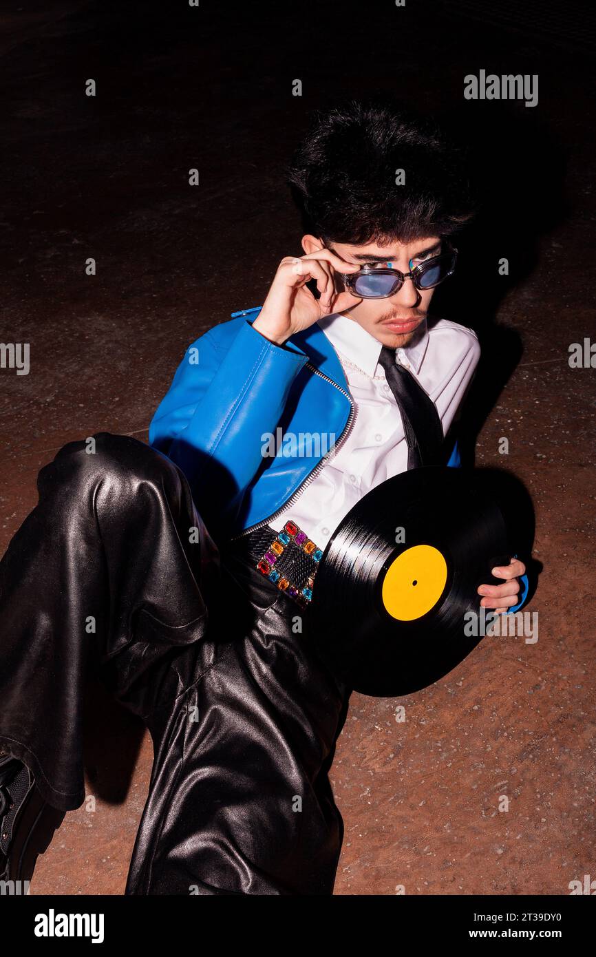 Blue vinyl jacket hi-res stock photography and images - Alamy