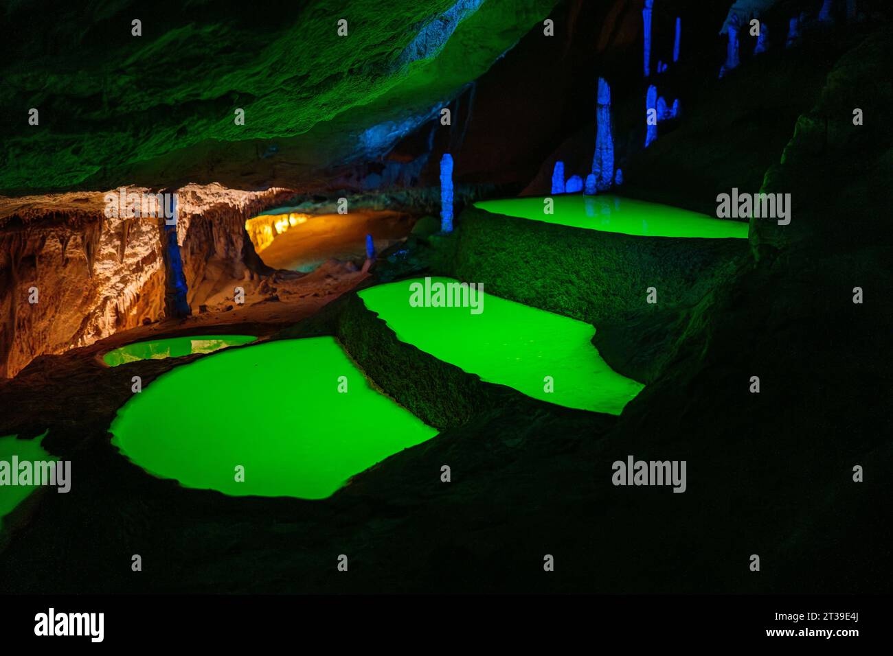 Picturesque view of natural cave of Cave of Can Marca Ibiza with ...