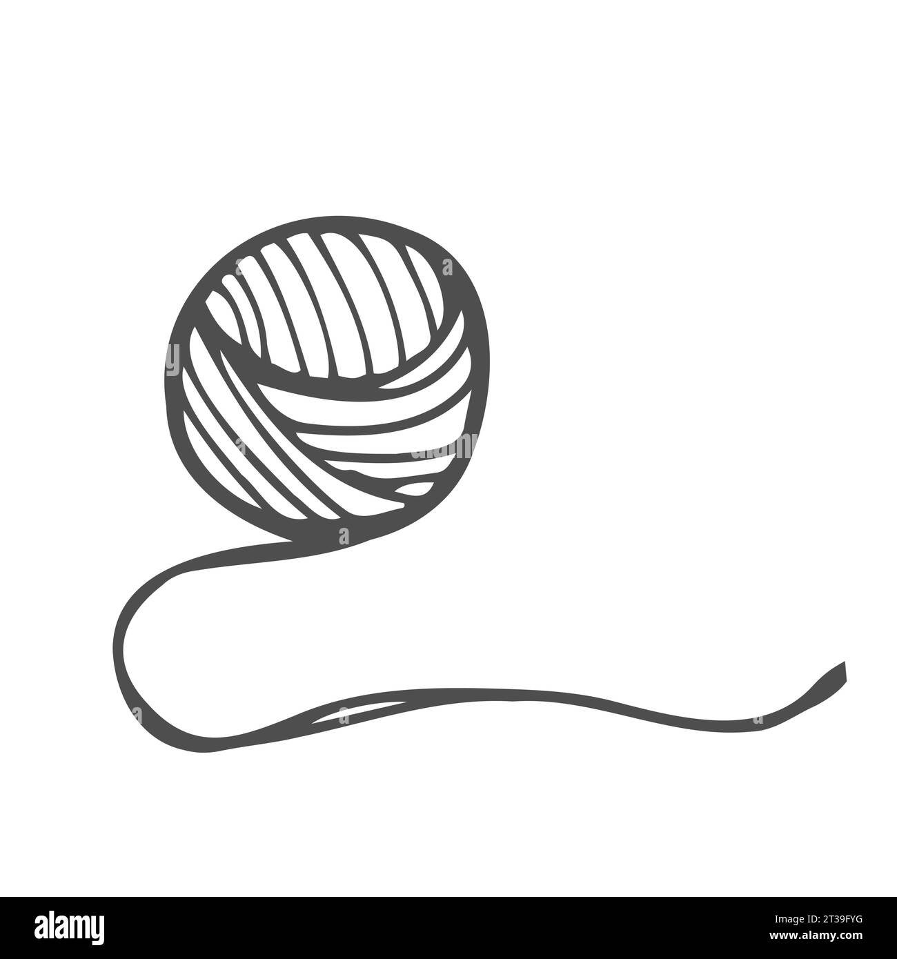 vector drawing in the style of doodle. a ball of yarn for knitting. a ...
