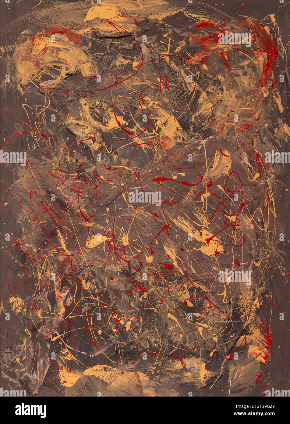 A raw and intense abstract painting characterized by its bold red ...
