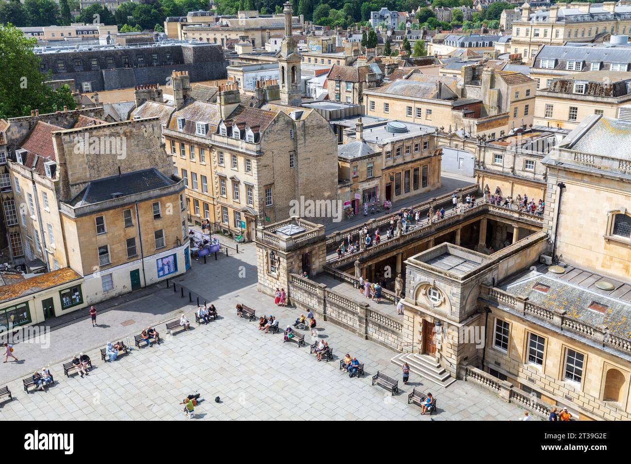 View of Kingston Parade (detail) & The Roman Baths from Bath Abbey ...