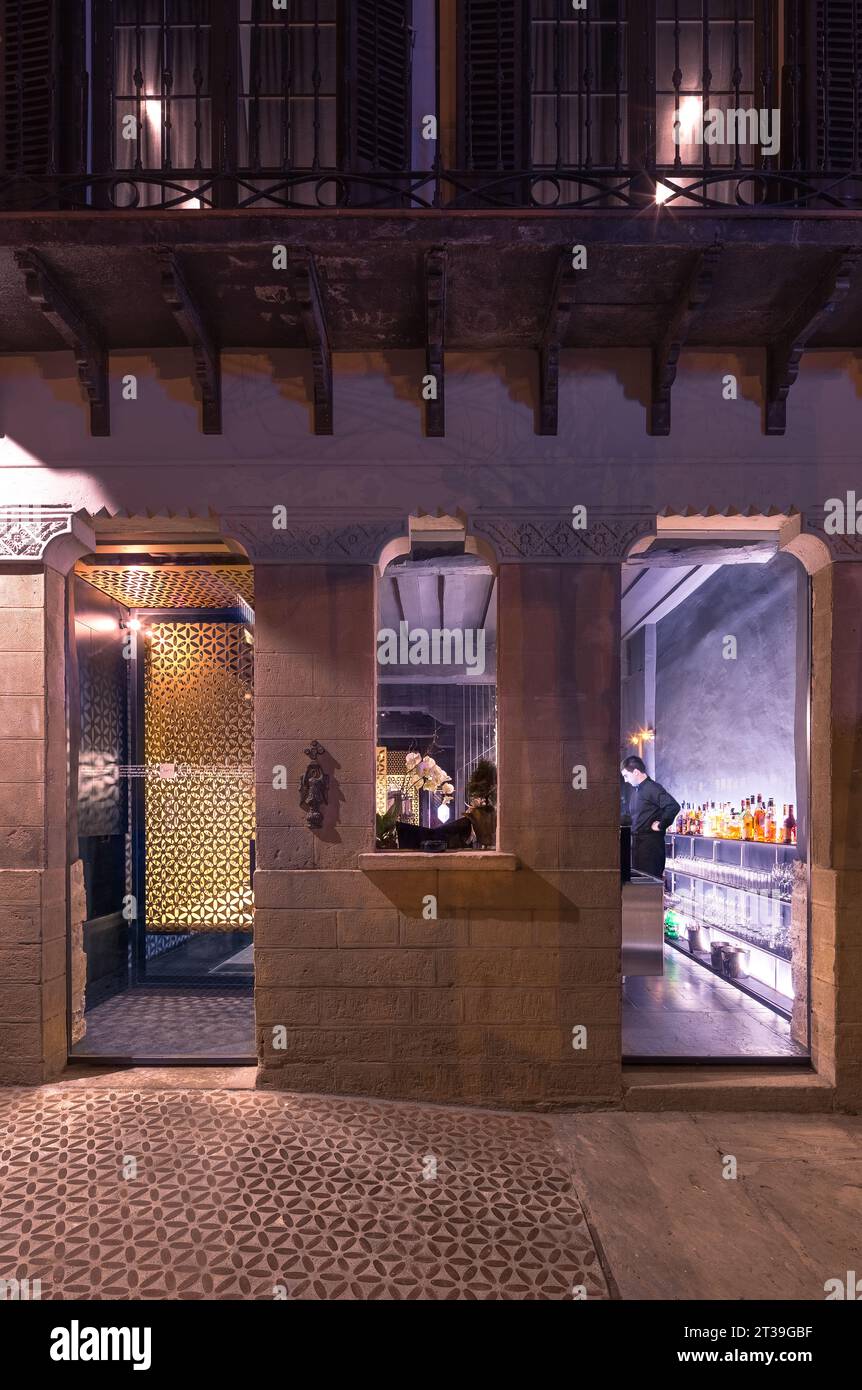 Photo of a modern restaurant illuminated with an array of windows Stock ...