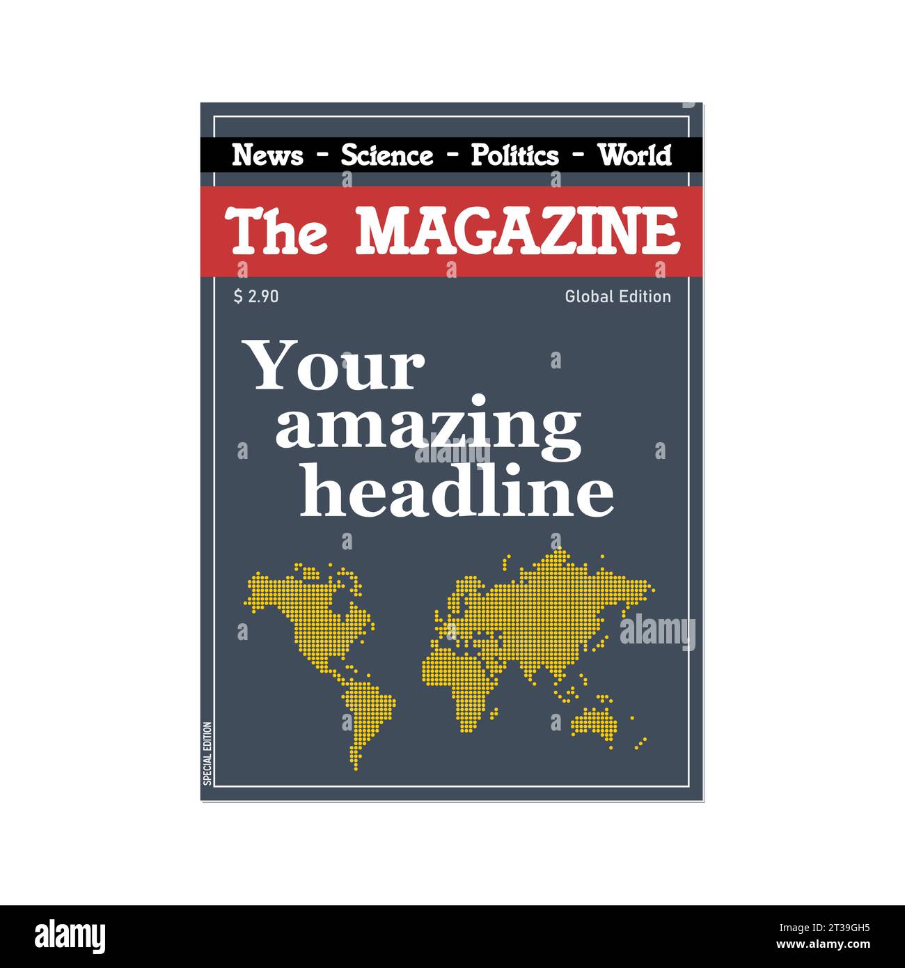 Magazine front page template. Blank vector generic magazine mockup with ... Magazine front page template. Blank vector generic magazine mockup with ...