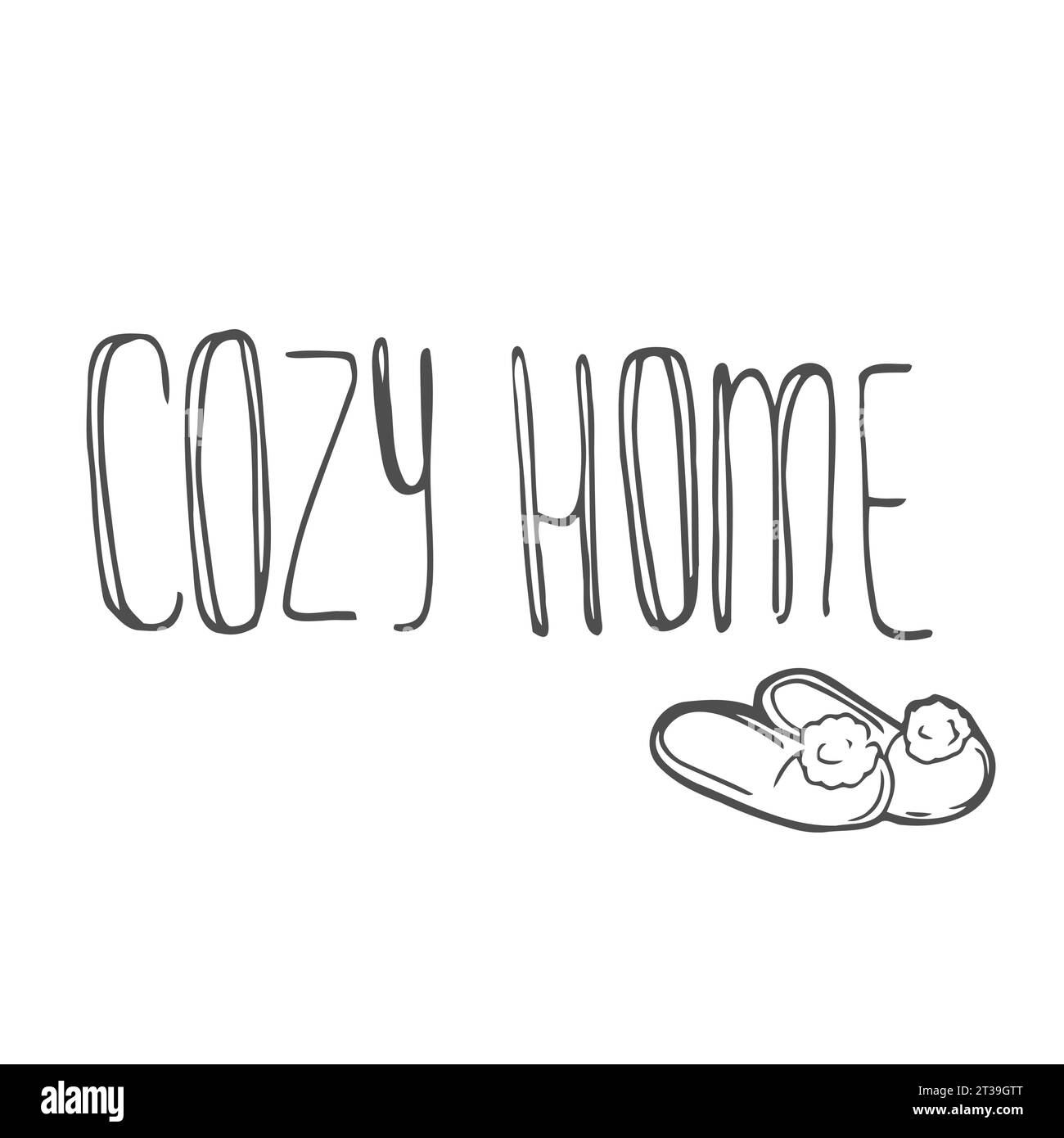 Cozy home lettering. Hand drawn phrase. Vector illustration for card ...