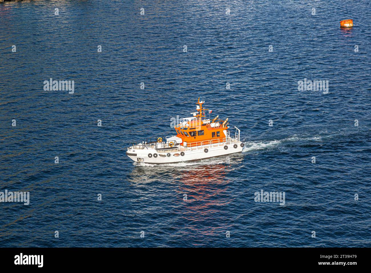 Picture of pilot cutter taken from a cruise ship Stock Photo - Alamy