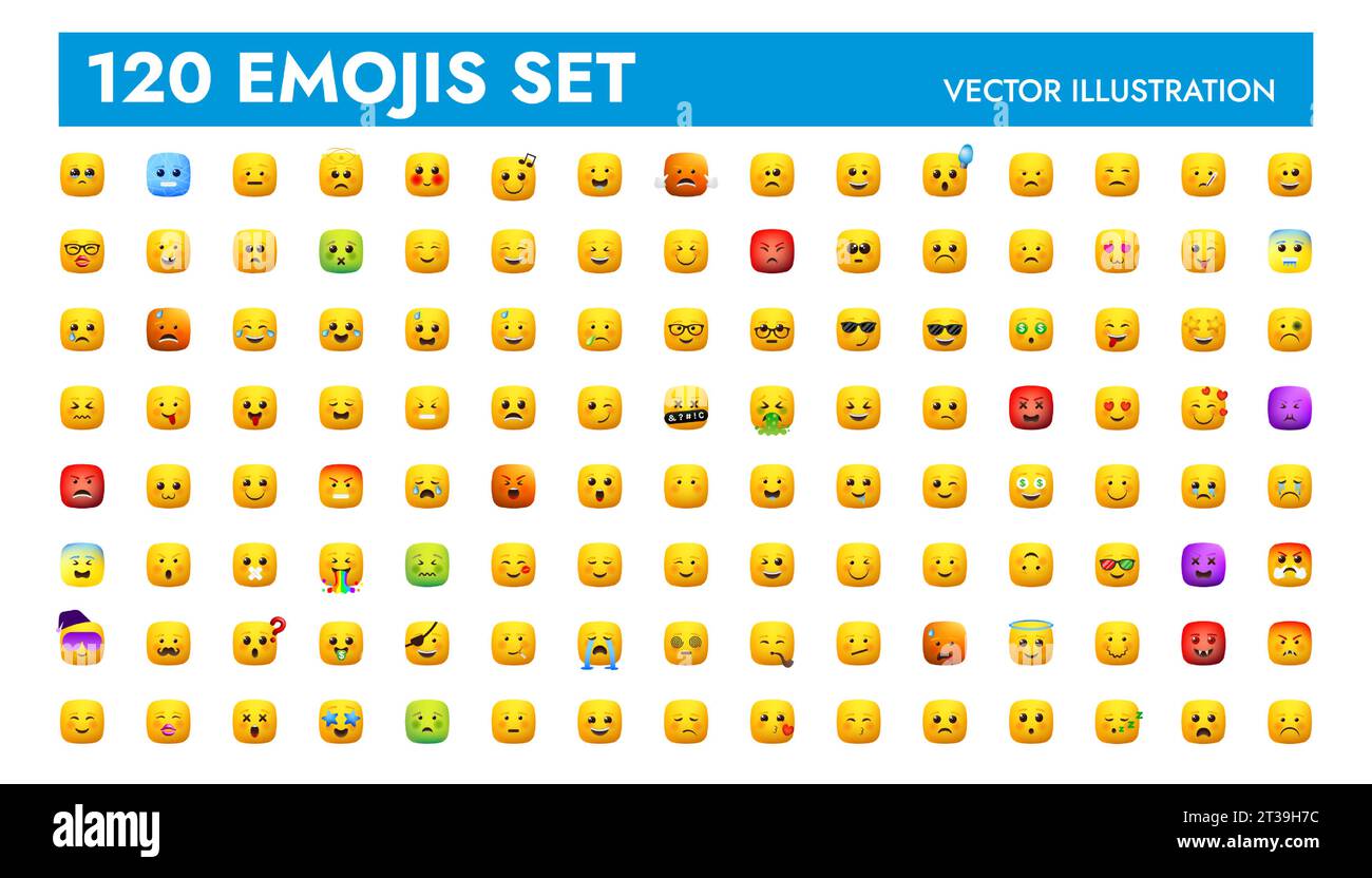 Big yellow square emoji set vector illustration design Stock Vector ...