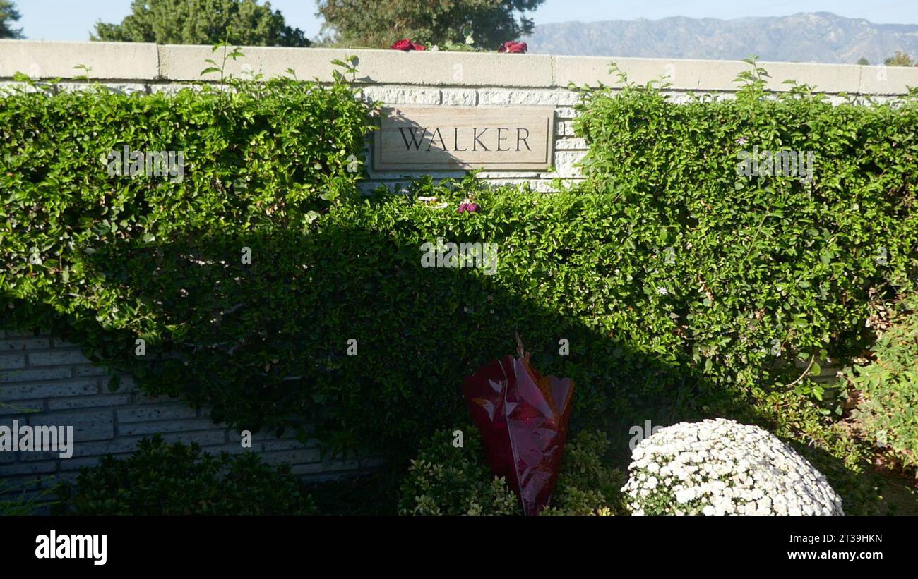 Los Angeles, California, USA 20th October 2023 Actor Paul Walker Grave at Forest Lawn Memorial ...
