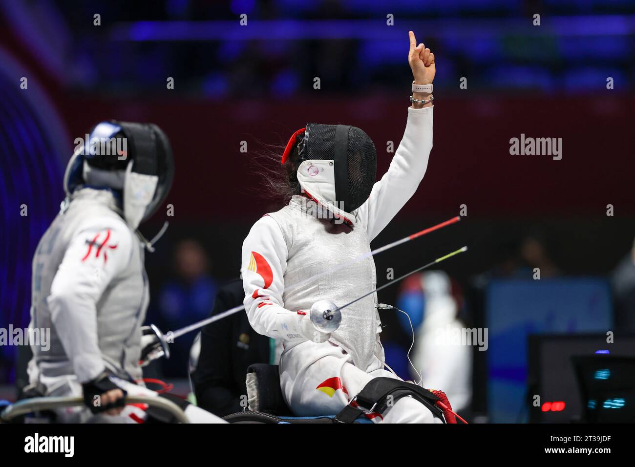Hangzhou, China's Zhejiang Province. 24th Oct, 2023. Gu Haiyan (R) of ...
