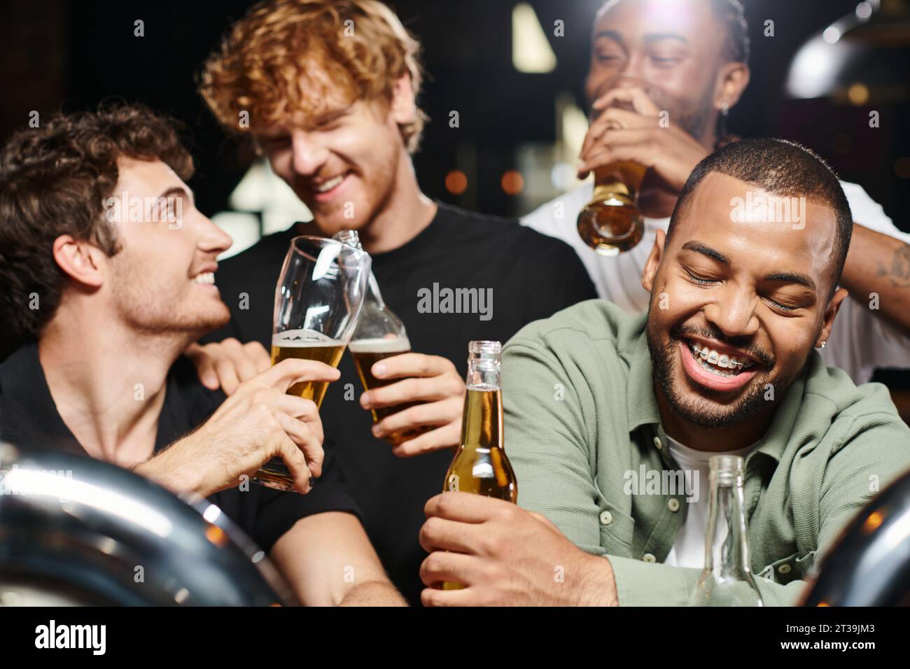 Happy drunk multicultural men hi-res stock photography and images - Alamy