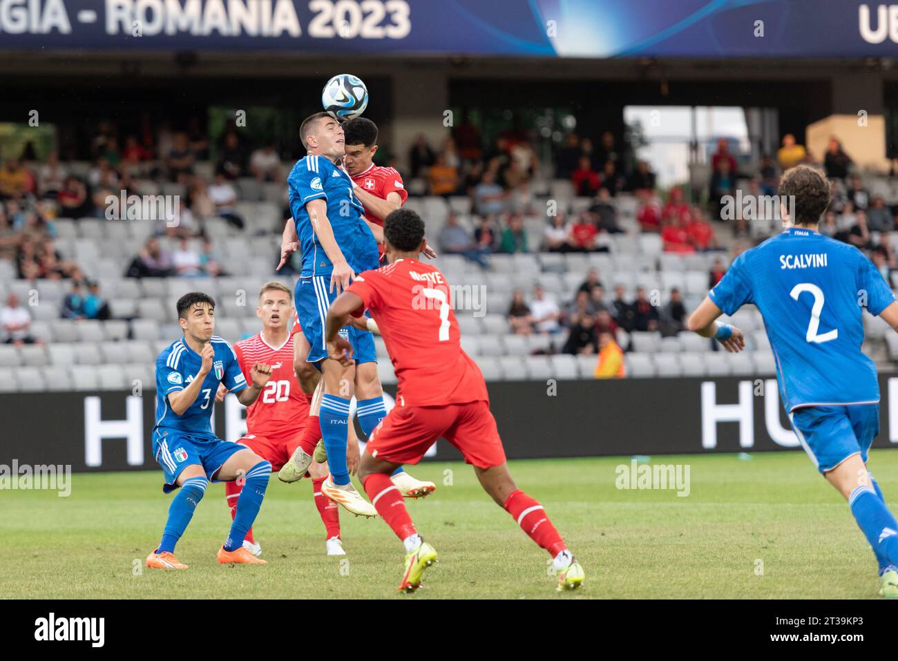 The football match between Switzerland U21 and Italy U21 in the European Football Championship ...