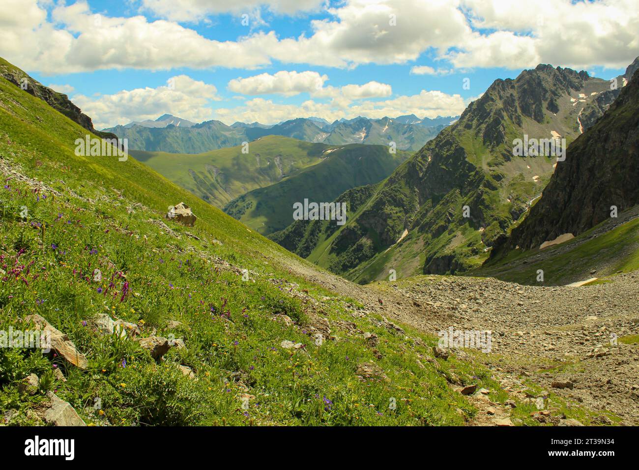 The valley of the Sofia river near Sofia lakes, Arkhyz, Karachay ...