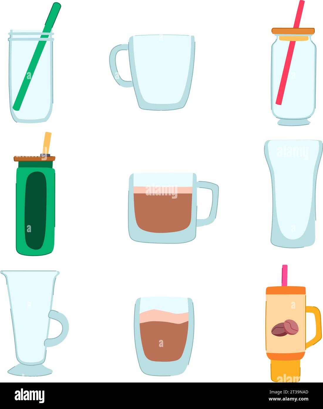 coffee glass set cartoon vector illustration Stock Vector Image & Art ...