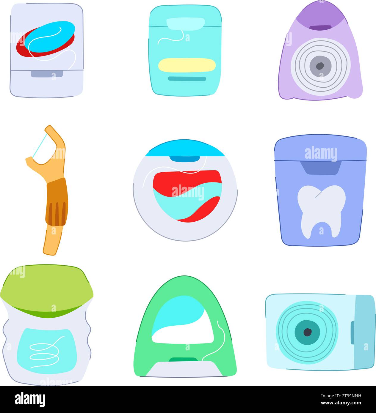 dental floss set cartoon vector illustration Stock Vector Image & Art ...