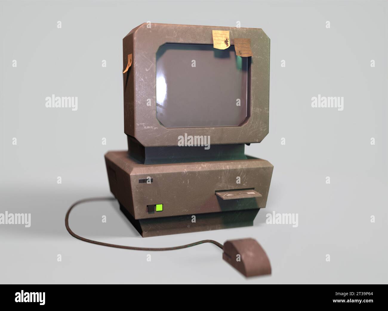 An old stylized computer on a gray background 3d-rendering Stock Photo ...