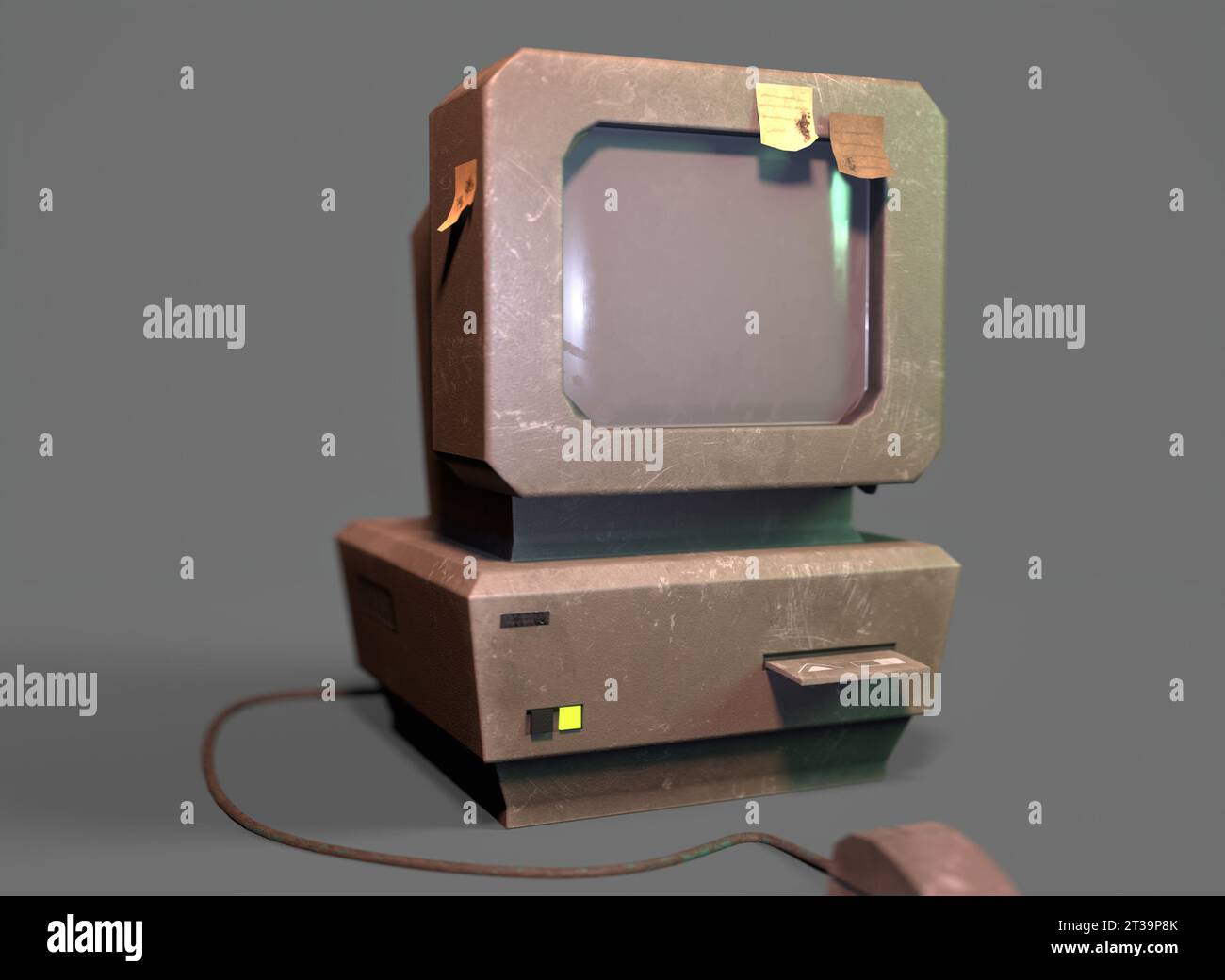 An old stylized computer on a gray background 3d-rendering Stock Photo ...