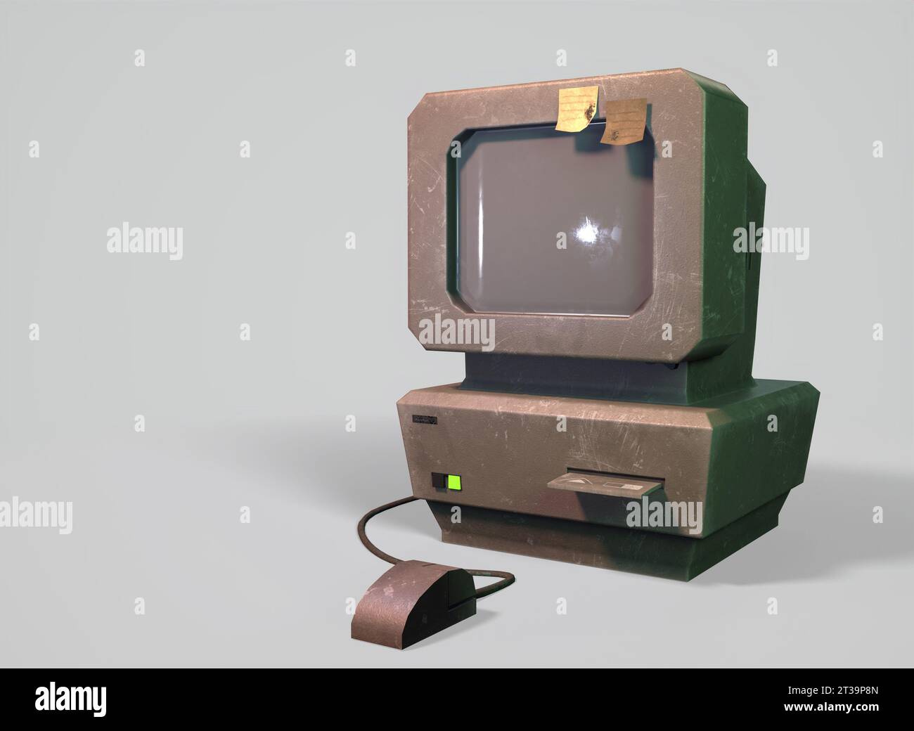 An old stylized computer on a gray background 3d-rendering Stock Photo ...