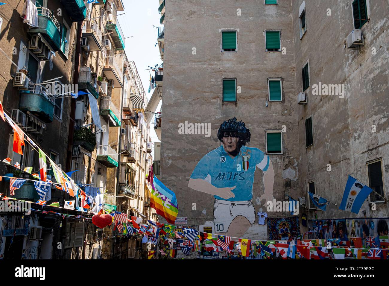 Naples, Italy - 04 August 2022 : Diego Maradona mural Stock Photo - Alamy