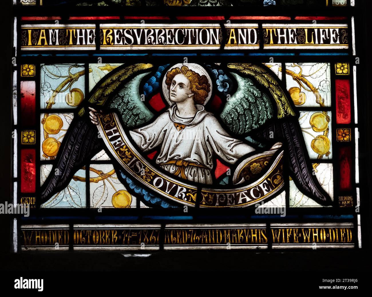 Angel stained glass, Holy Trinity Church, Over Worton, Oxfordshire ...