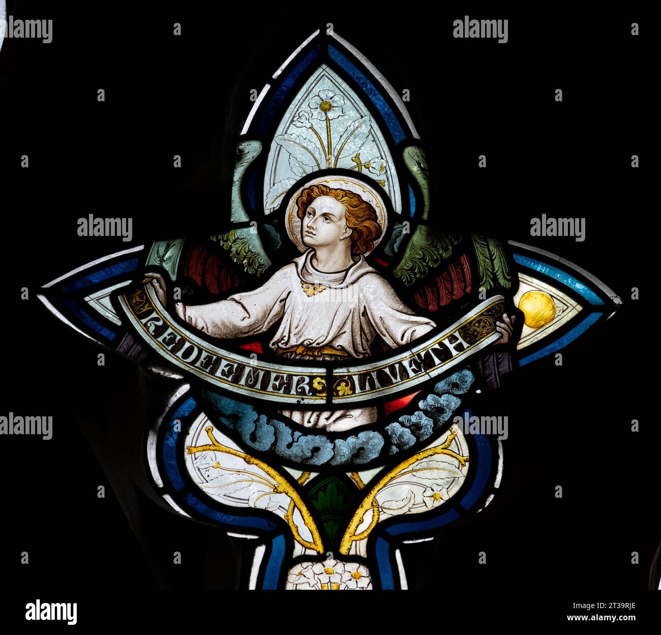 Angel stained glass, Holy Trinity Church, Over Worton, Oxfordshire ...