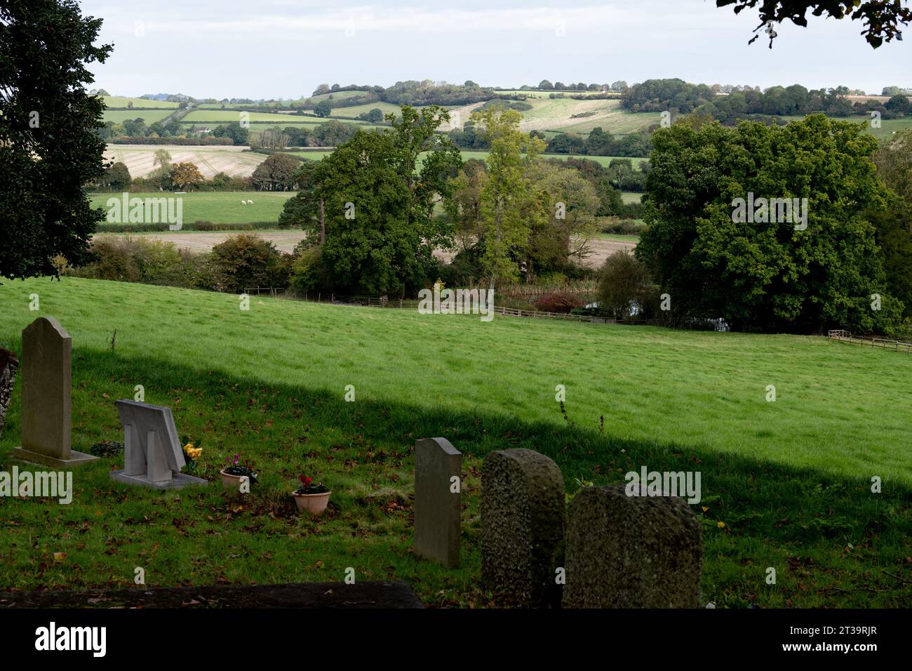 Oxfordshire countryside from Holy Trinity churchyard, Over Worton ...