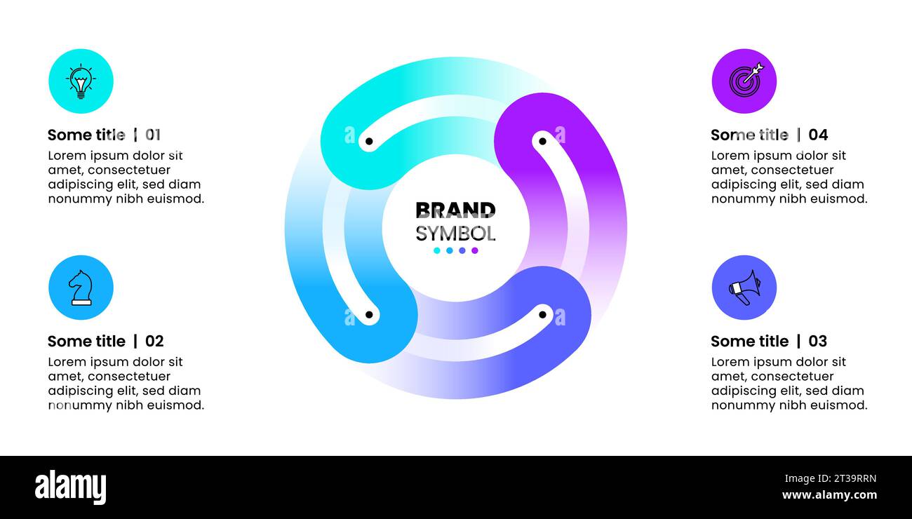 Infographic template with icons and 4 options or steps. Circle in loop ...