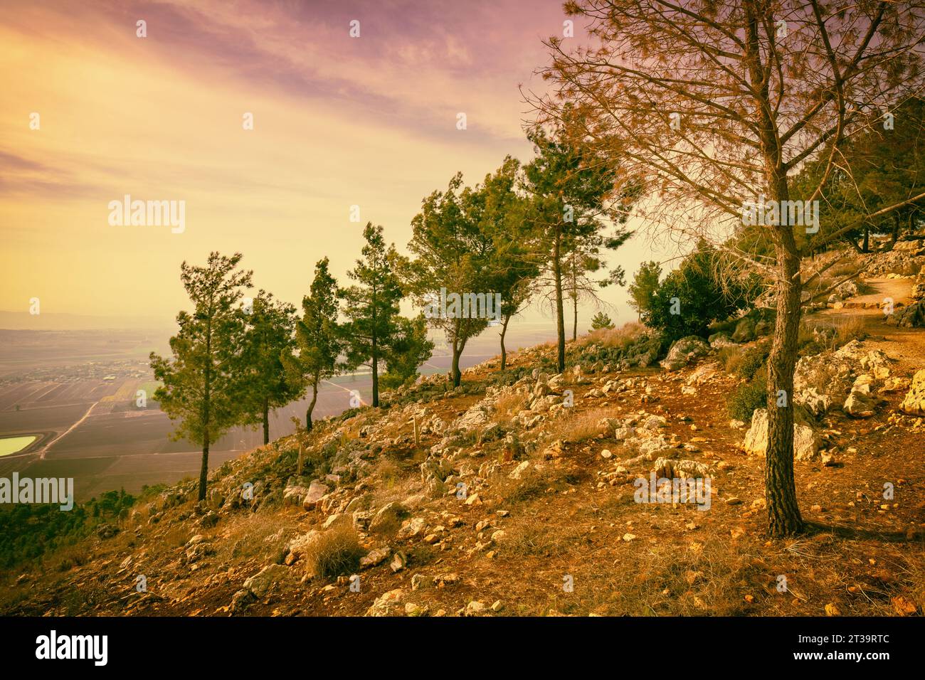 Mountain landscape during sunset. Slope of Mount Precipice in autumn ...