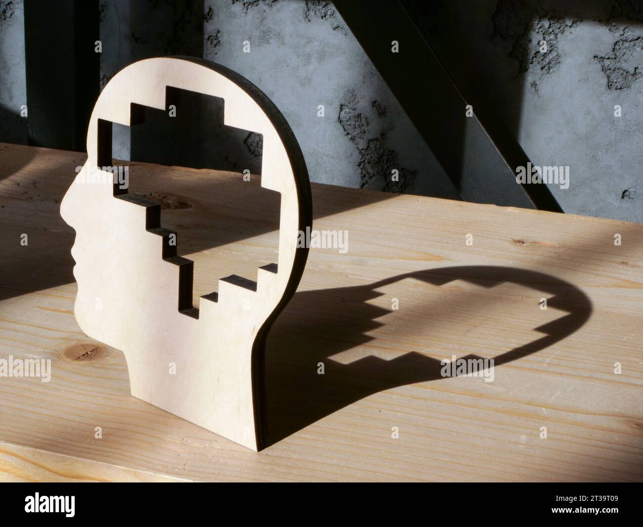 The outline of the head casts shadow. Psychology, thinking and problem ...