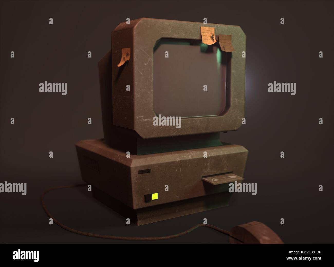 An old stylized computer on a gray background 3d-rendering Stock Photo ...