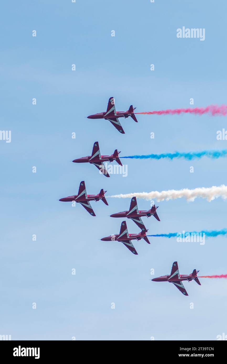 red arrows RAF royal air force aerobatics display team flying in an ...
